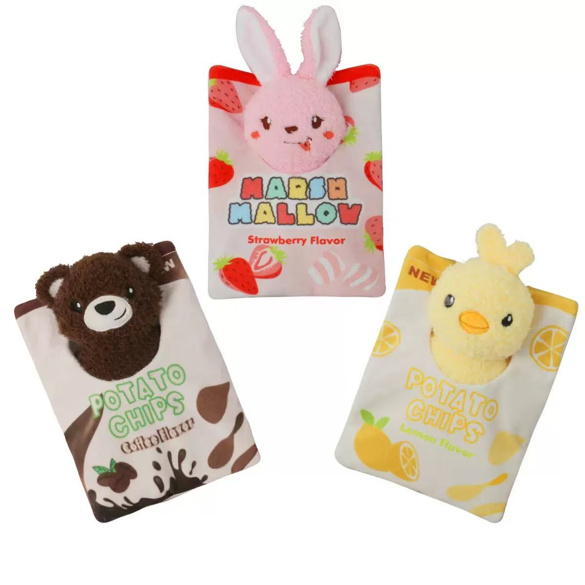 Snack Pack Crinkle Plush Dog Toys – 3 Variants (Strawberry Bunny, Choco ...